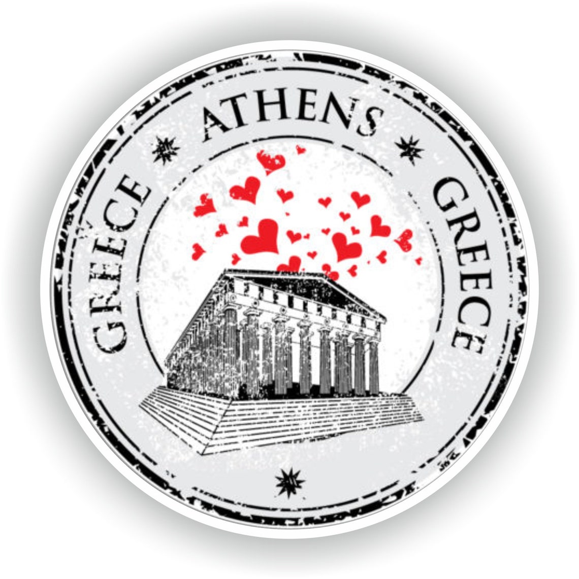 Greece Athens Seal Sticker Round Flag for Laptop Book Fridge Guitar ...