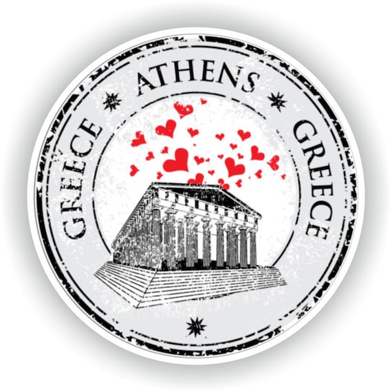 Greece Athens Seal Sticker Round Flag for Laptop Book Fridge | Etsy