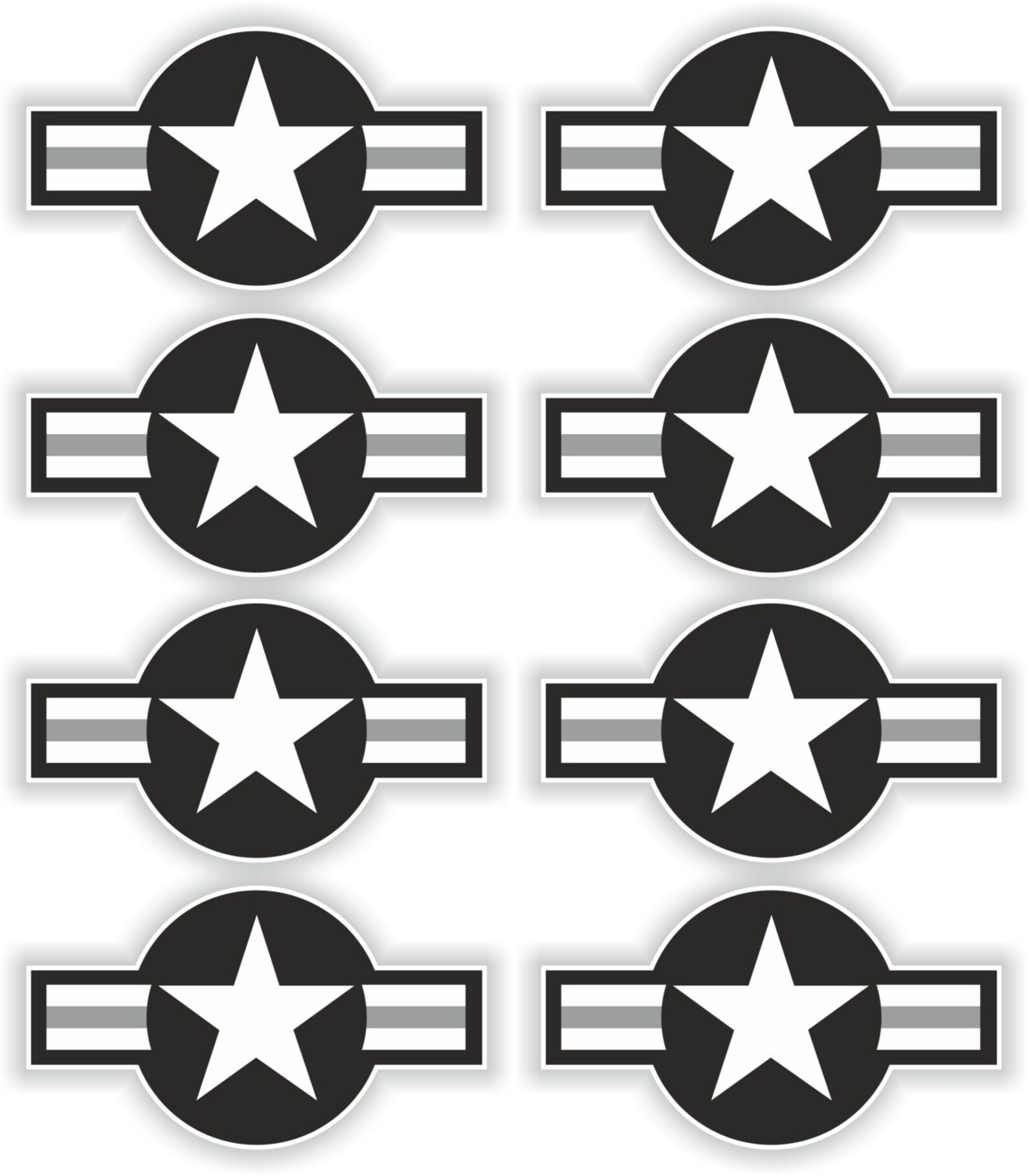 8x US Airstars Black Air Force Star Military Stickers for Laptop Book ...