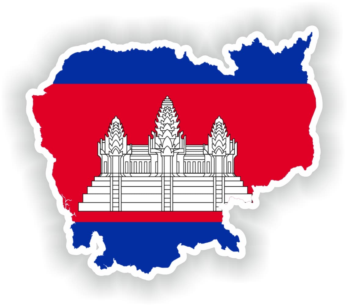 Cambodia Map Flag Silhouette Sticker for Laptop Book Fridge Guitar ...