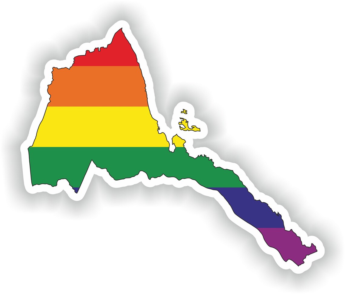 Eritrea Gay Rainbow Map Flag Sticker For Laptop Book Fridge Etsy