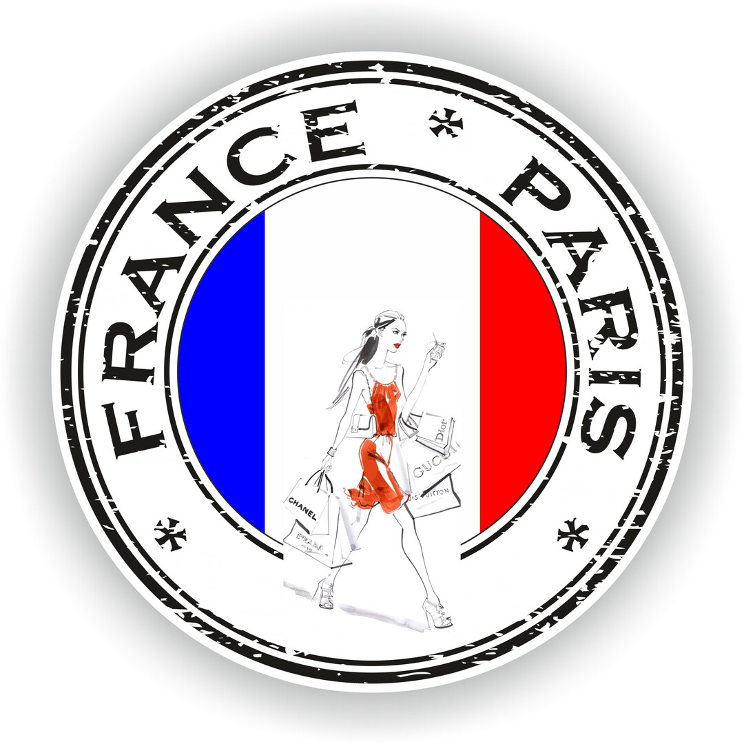 France Paris Seal Sticker Round Flag for Laptop Book Fridge Guitar ...
