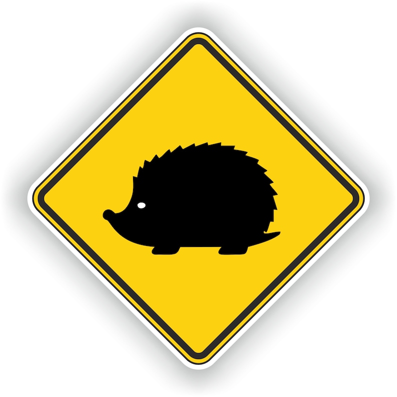 Hedgehog Warning Sticker for Bumper Car Laptop Book Fridge Guitar ...