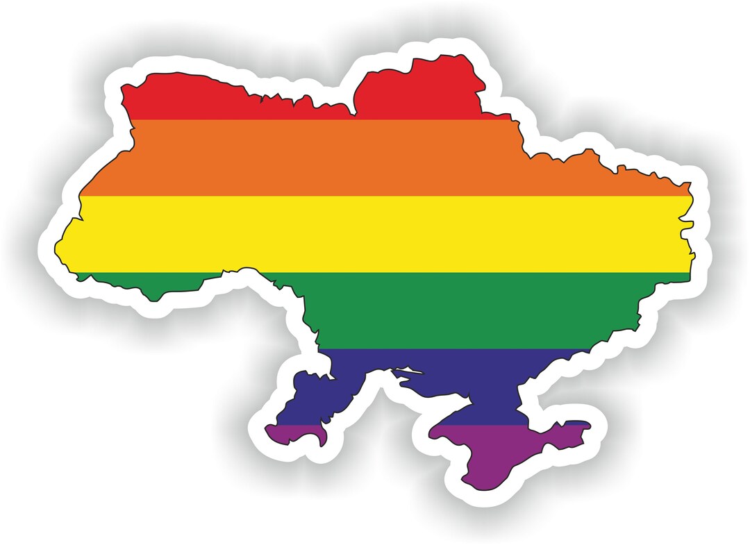Ukraine Gay Rainbow Map Flag Sticker for Laptop Book Fridge Guitar ...