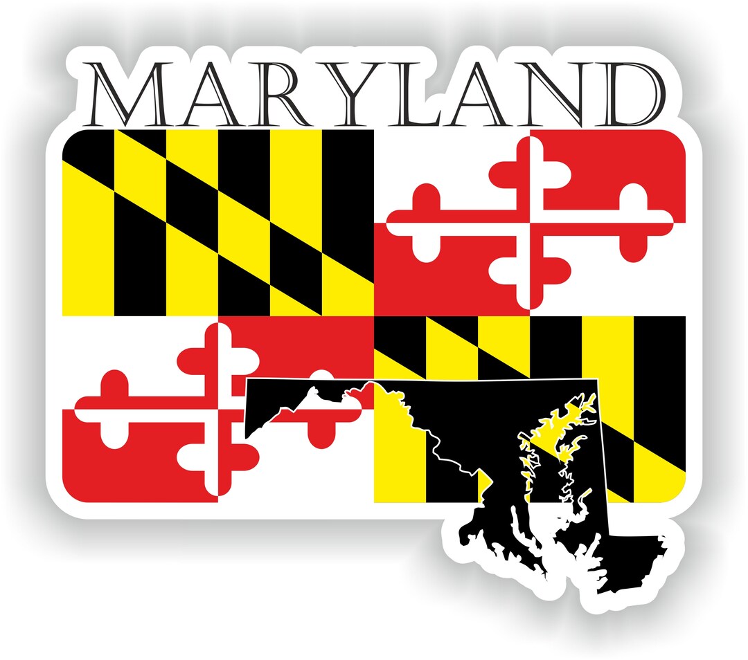 Maryland Sticker Flag MF for Laptop Book Fridge Guitar Motorcycle ...