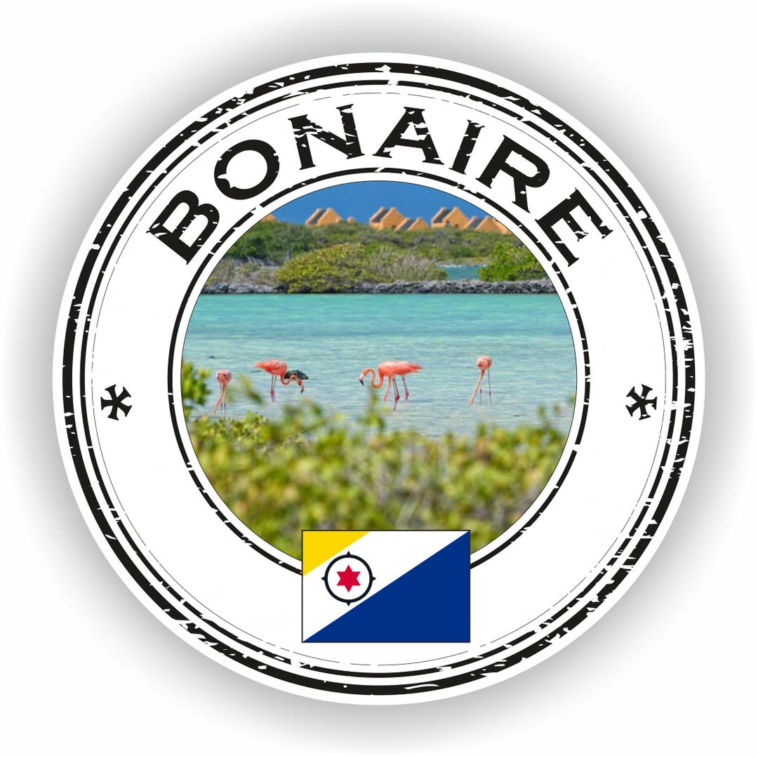 Bonaire Caribbean Island Seal Sticker Round Flag for Laptop Book Fridge ...