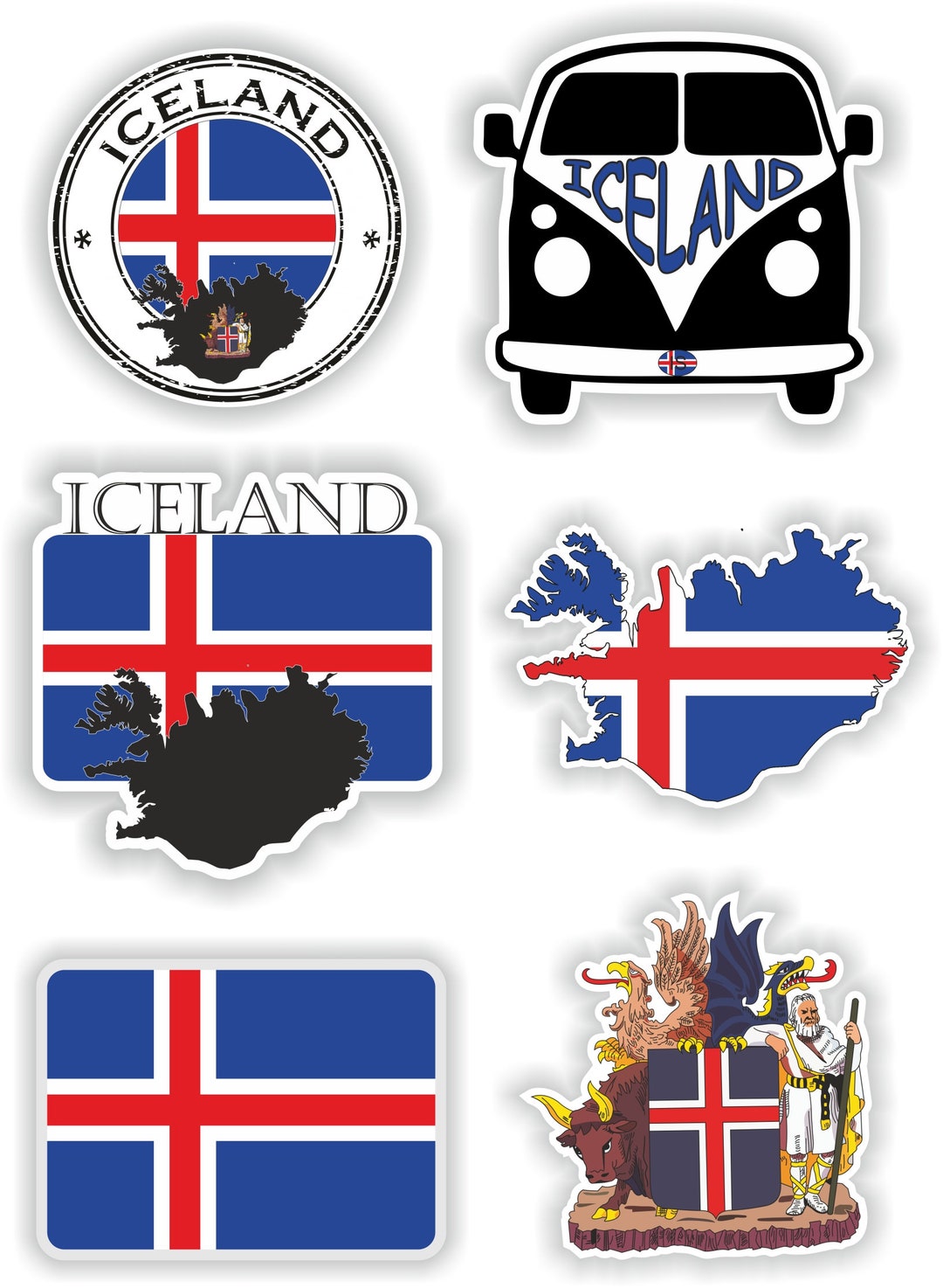 Iceland Set of Stickers for Laptop Book Water Bottle Fridge Guitar ...