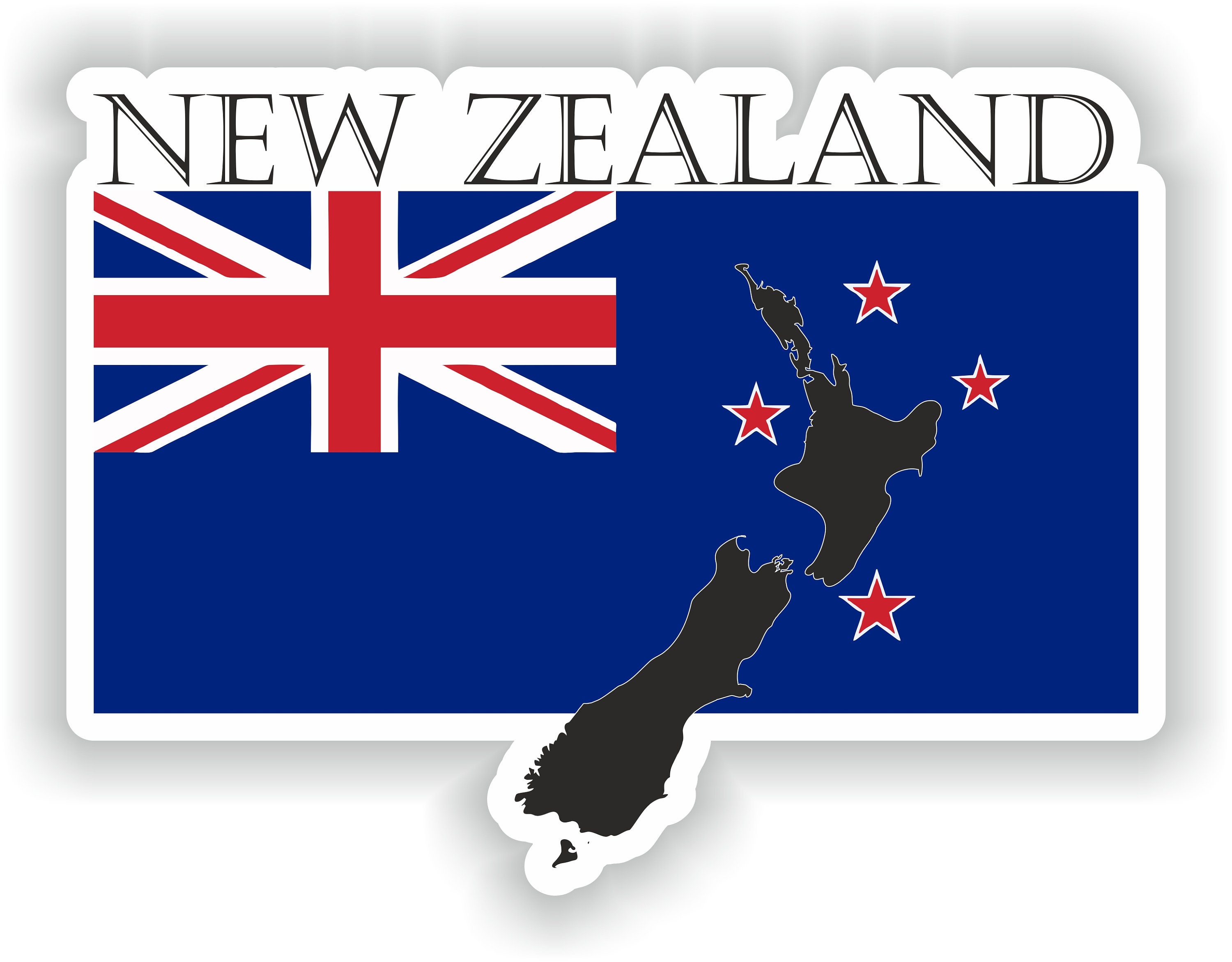 New Zealand Sticker Flag MF for Laptop Book Fridge Guitar Motorcycle ...