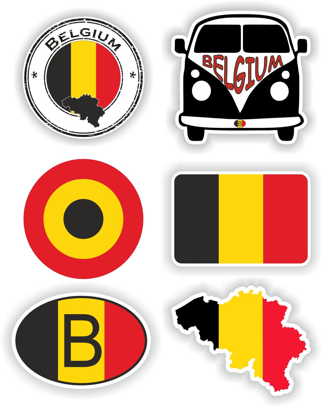 Belgium Set of Stickers for Laptop Book Water Bottle Fridge Guitar ...