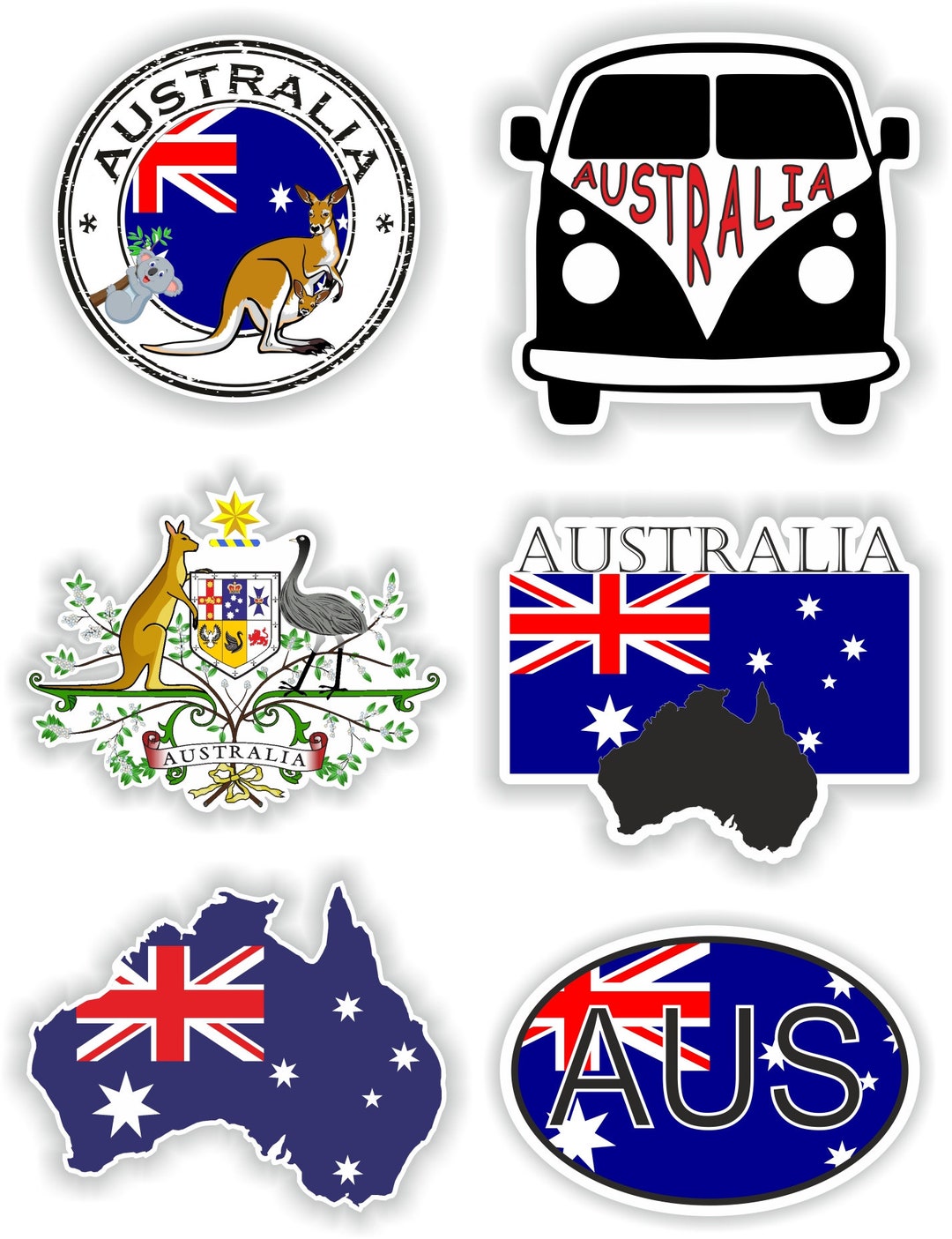 Australia Set of Stickers for Laptop Book Water Bottle Fridge Guitar ...