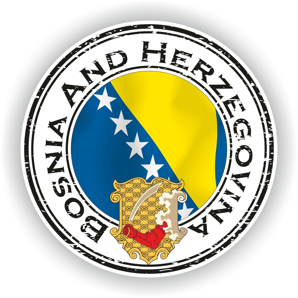 Bosnia and Herzegovina Seal Sticker Round Flag for Laptop Book Fridge ...