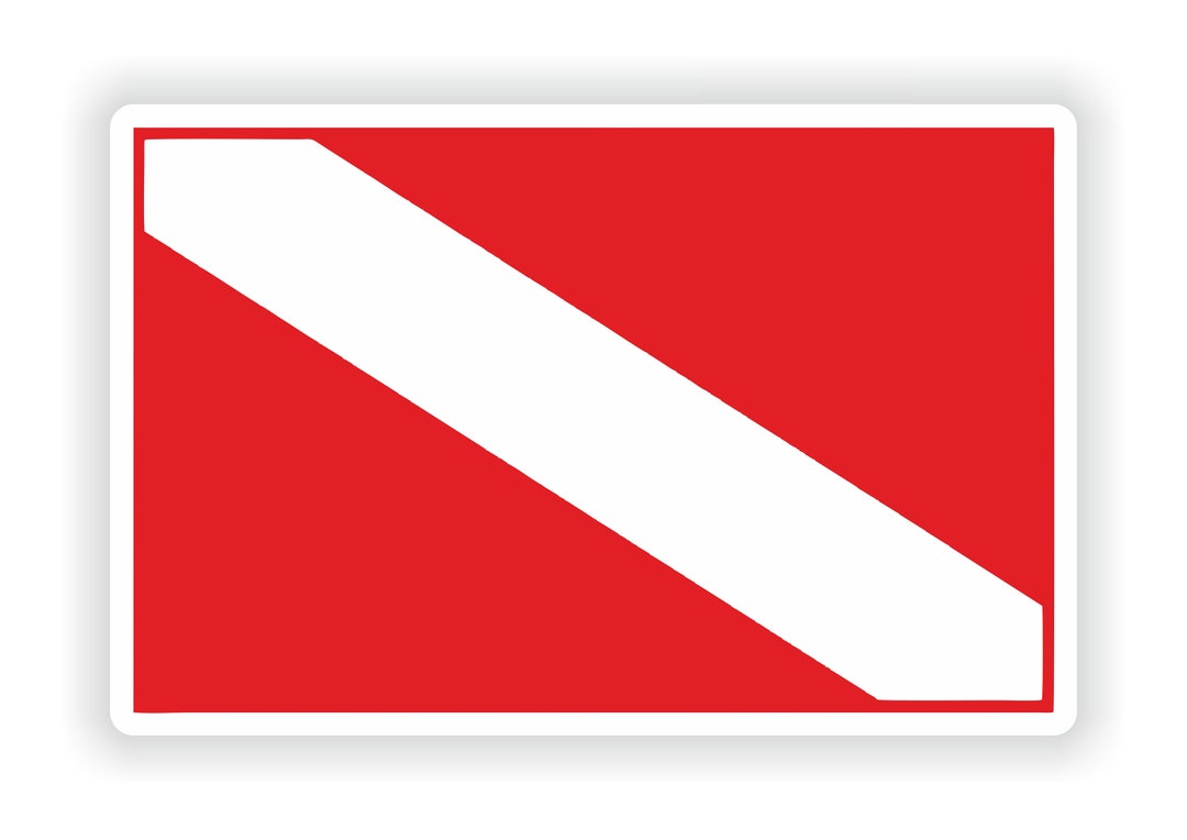 Diver Down Scuba Diving Flag Sticker for Laptop Book Fridge Guitar ...