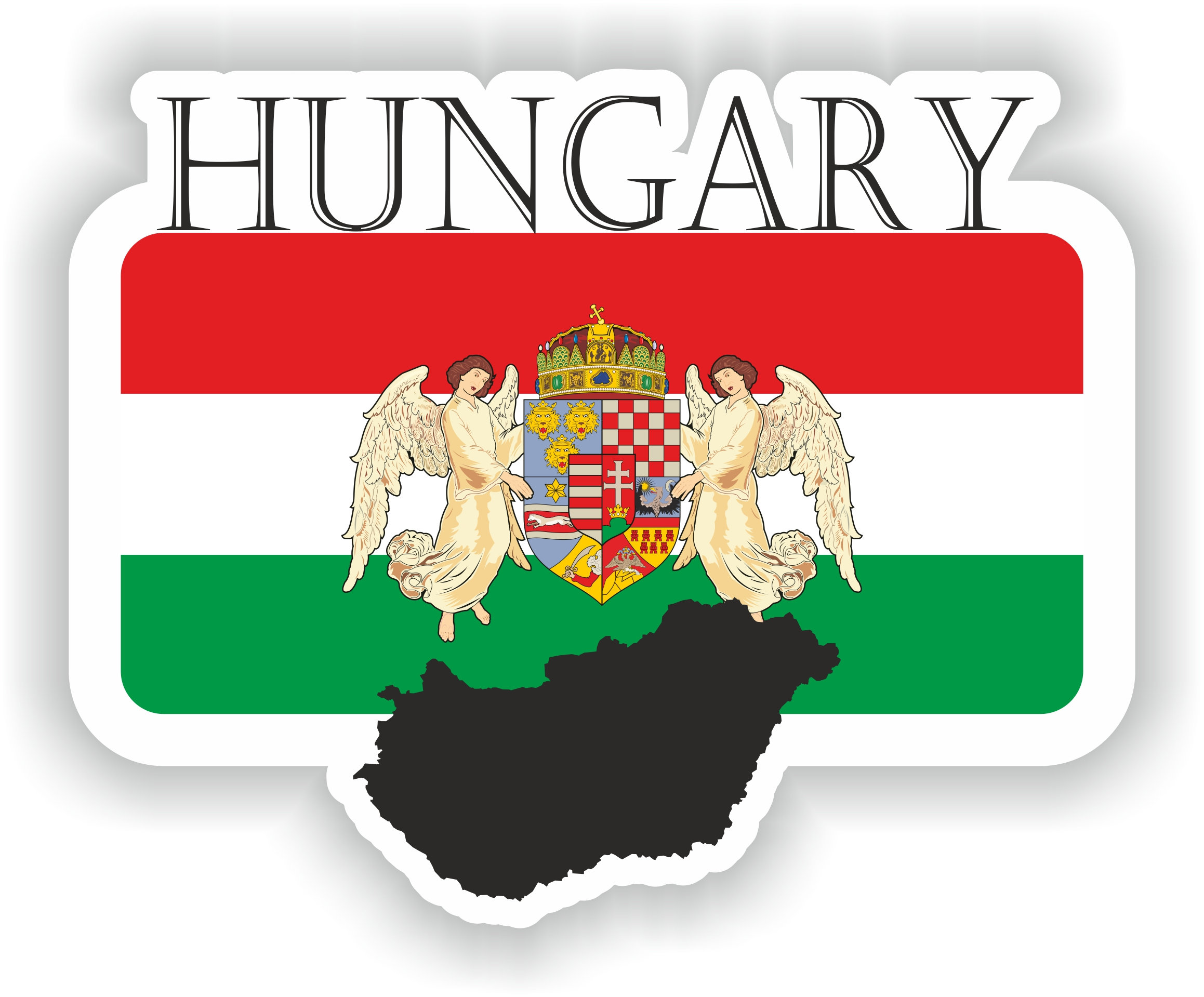 Hungary Sticker Flag MF for Laptop Book Fridge Guitar Motorcycle Helmet ...