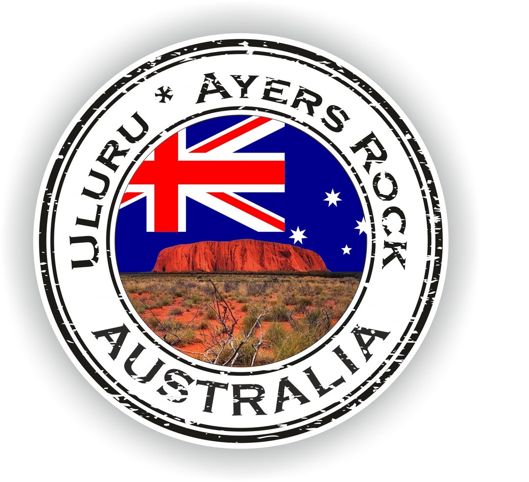 Uluru Ayers Rock Australia Seal Sticker Round Flag for Laptop Book ...