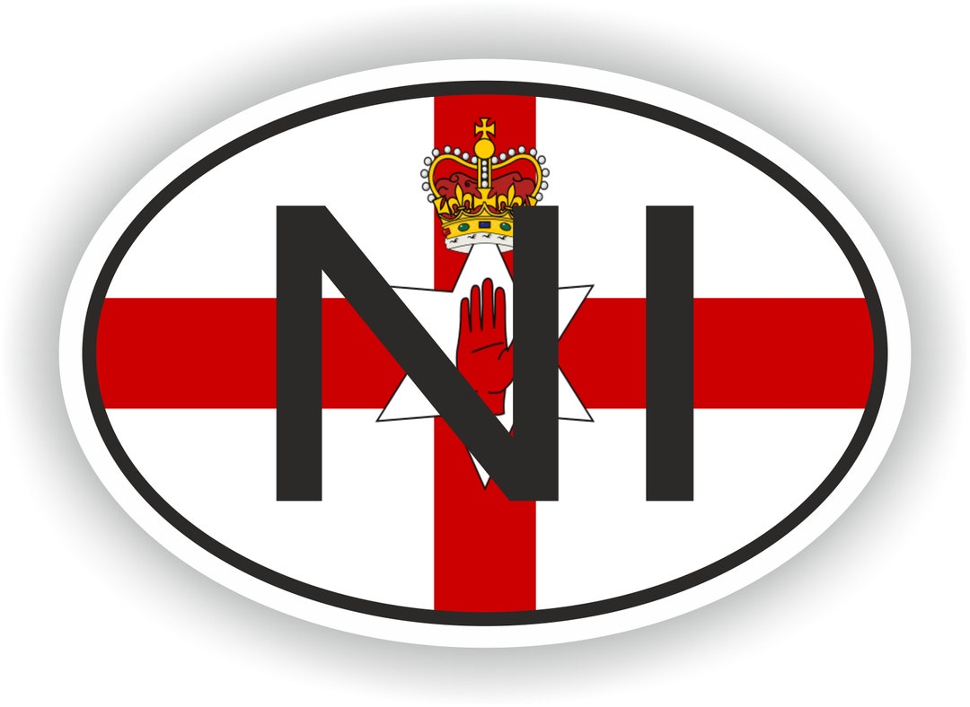 NORTHERN IRELAND Country Code Oval Sticker With Flag for Bumper Laptop ...