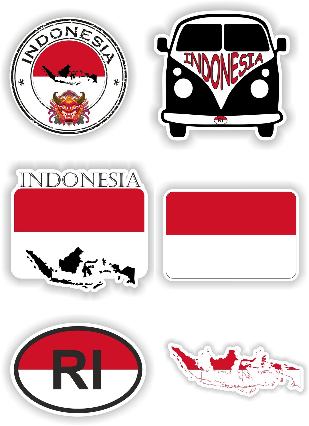 Indonesia Set of Stickers for Laptop Book Water Bottle Fridge Guitar ...