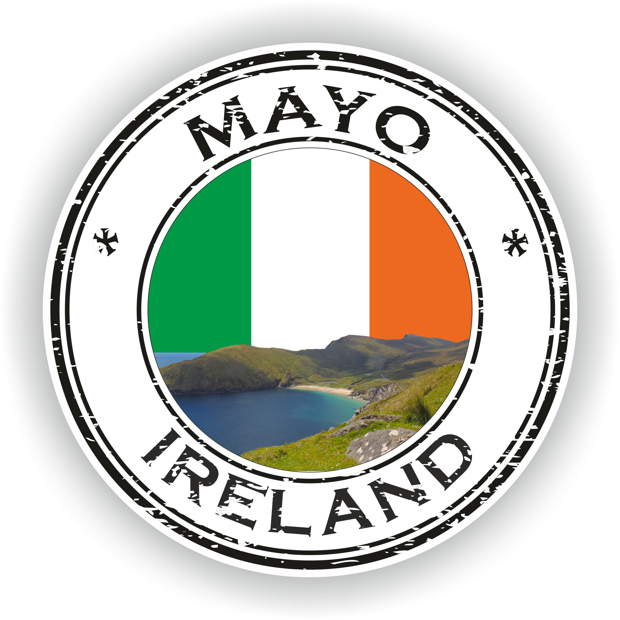 Ireland Mayo Seal Sticker Round Flag for Laptop Book Fridge Guitar ...
