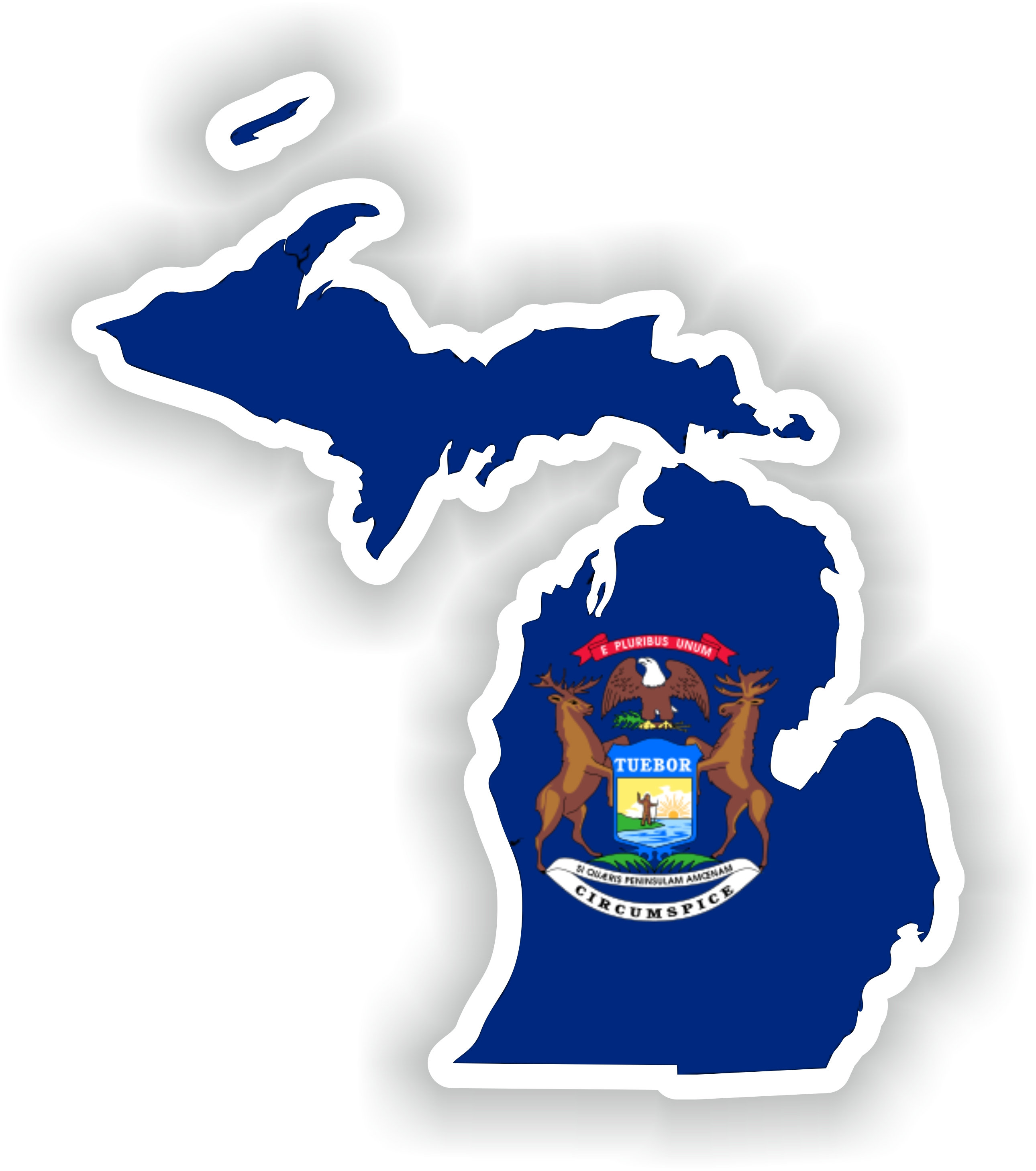 Michigan Map Sticker Flag for Laptop Book Fridge Guitar Motorcycle ...