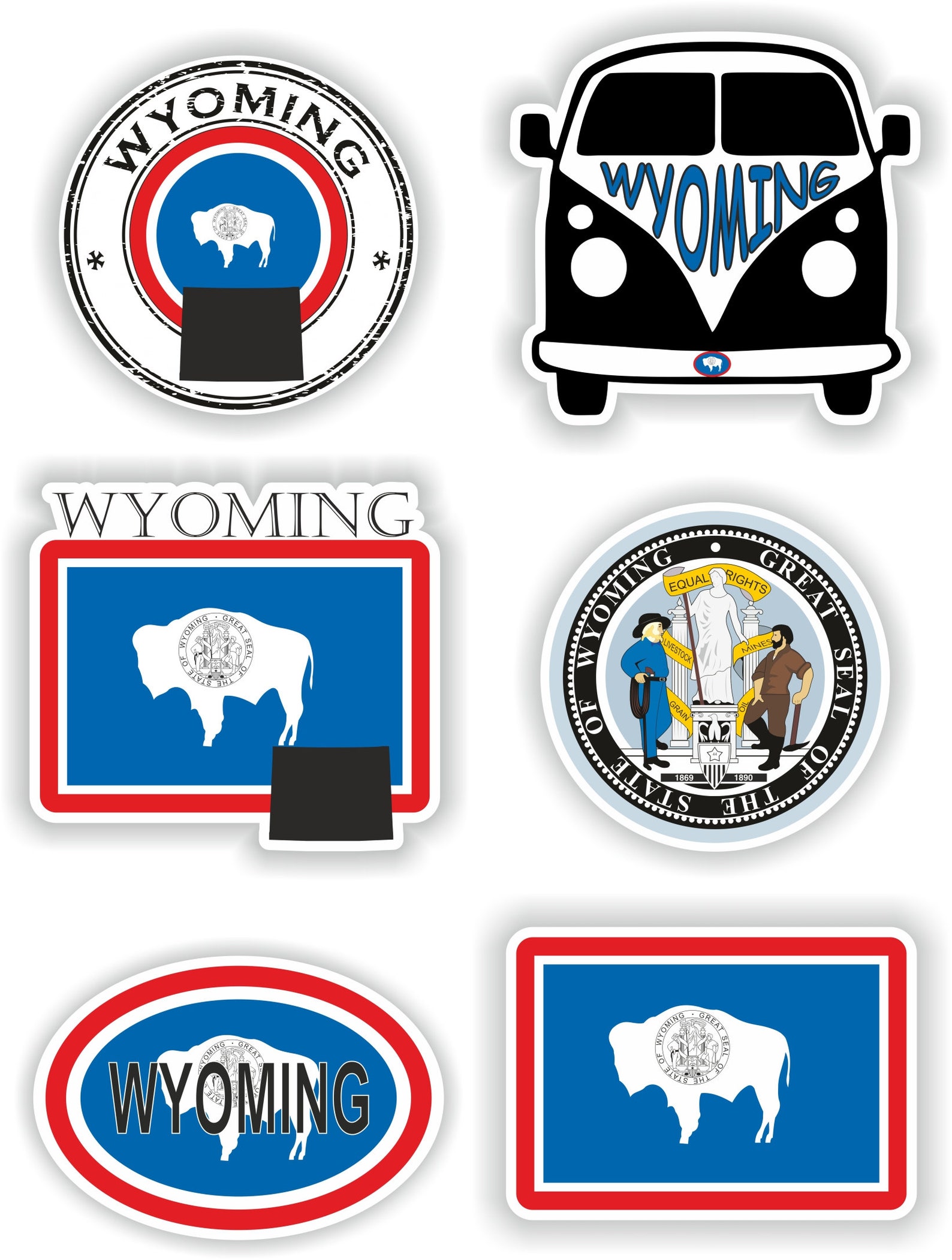 Wyoming Set of Stickers for Laptop Book Water Bottle Fridge | Etsy
