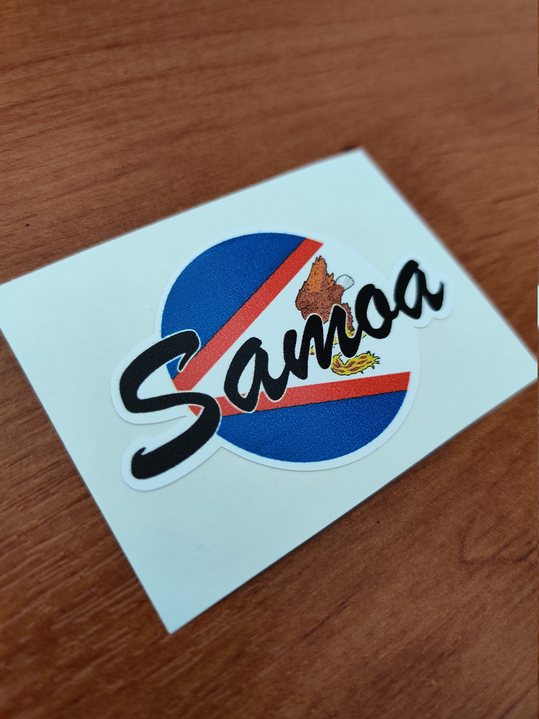 Samoa USA Round Flag Sticker for Laptop Book Fridge Guitar Motorcycle ...