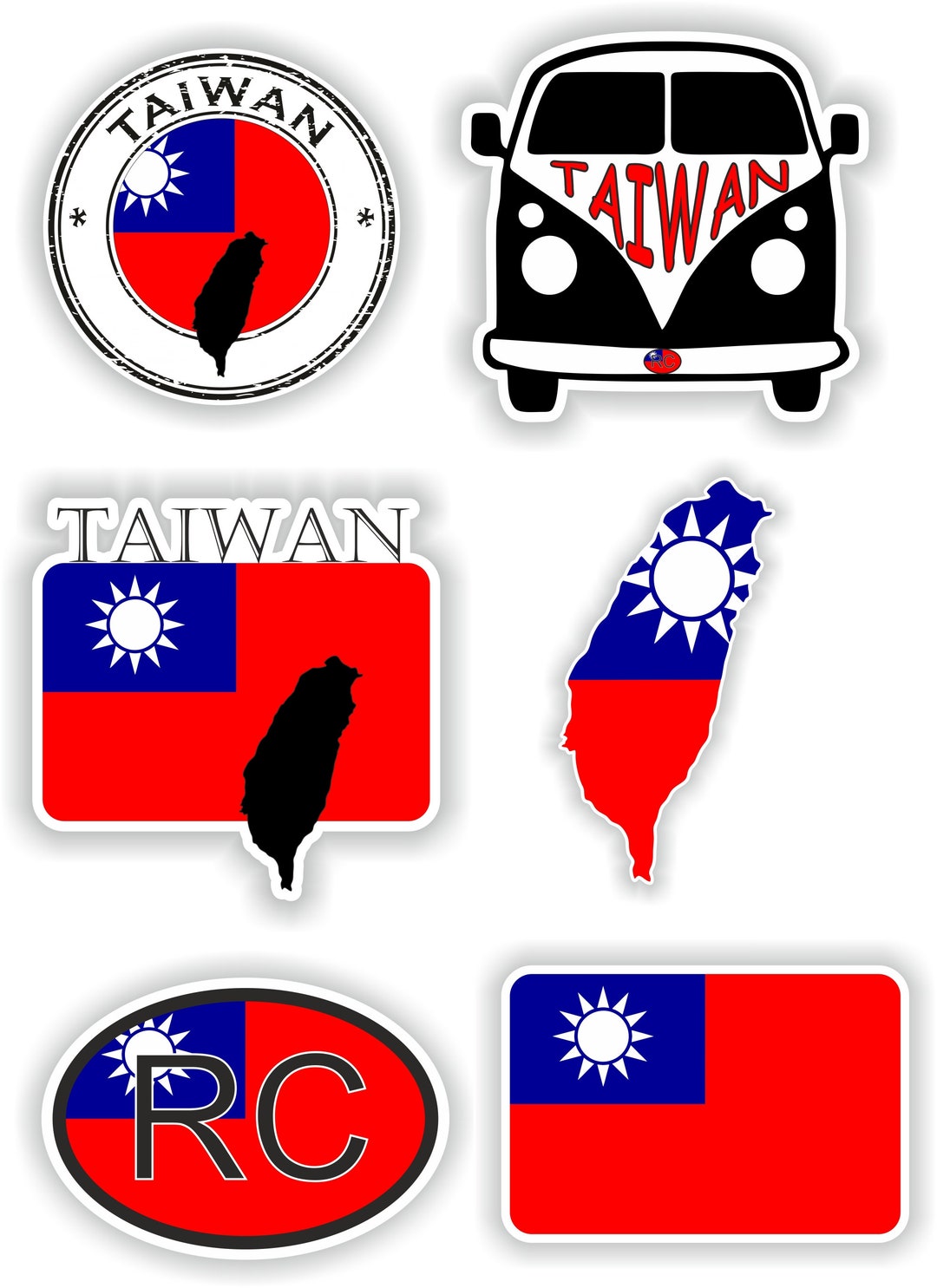 Taiwan Set of Stickers for Laptop Book Water Bottle Fridge Guitar ...