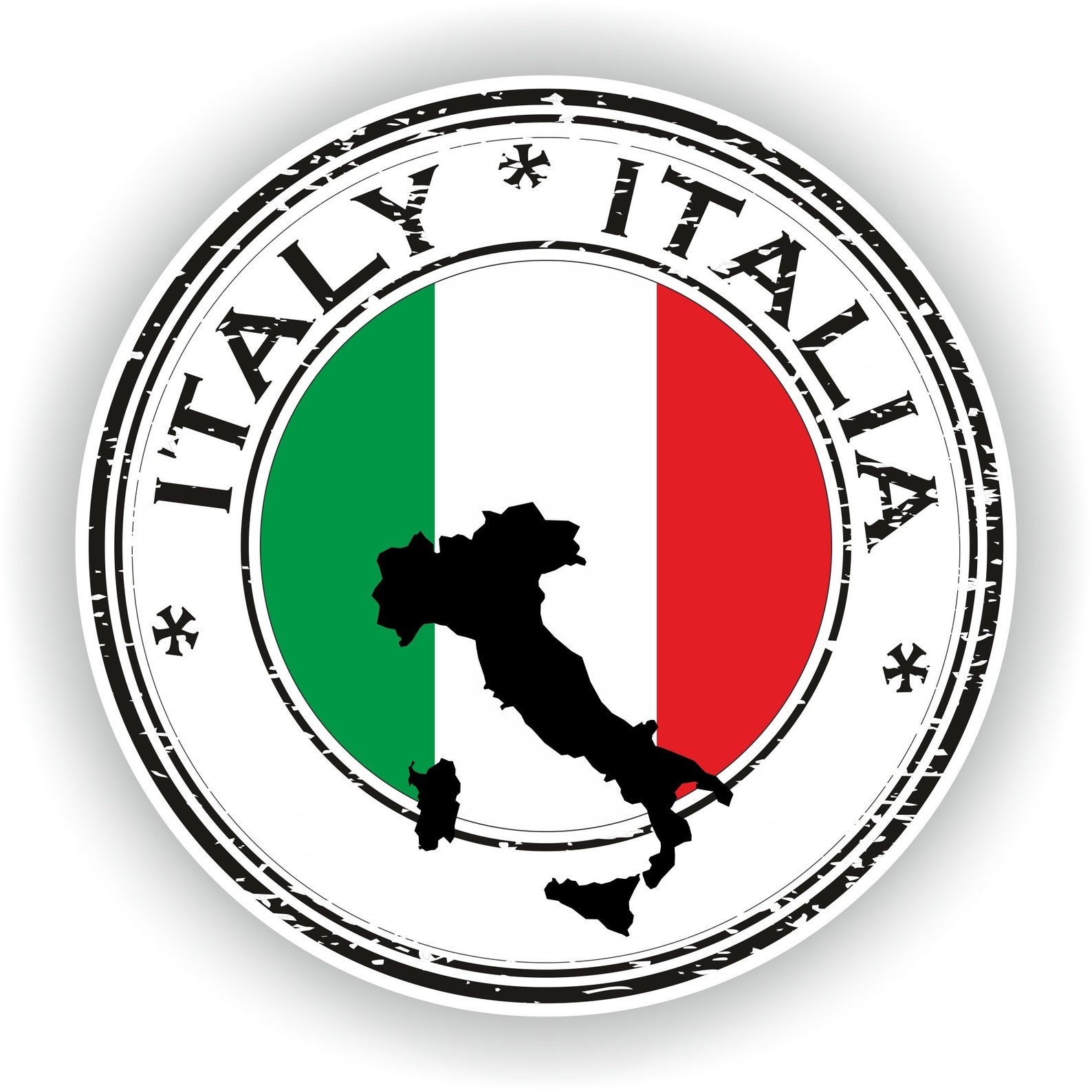Italy Seal Sticker Round Flag for Laptop Book Fridge Guitar Motorcycle ...