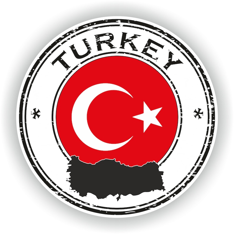 Turkey Seal Sticker Round Flag for Laptop Book Fridge Guitar Motorcycle ...