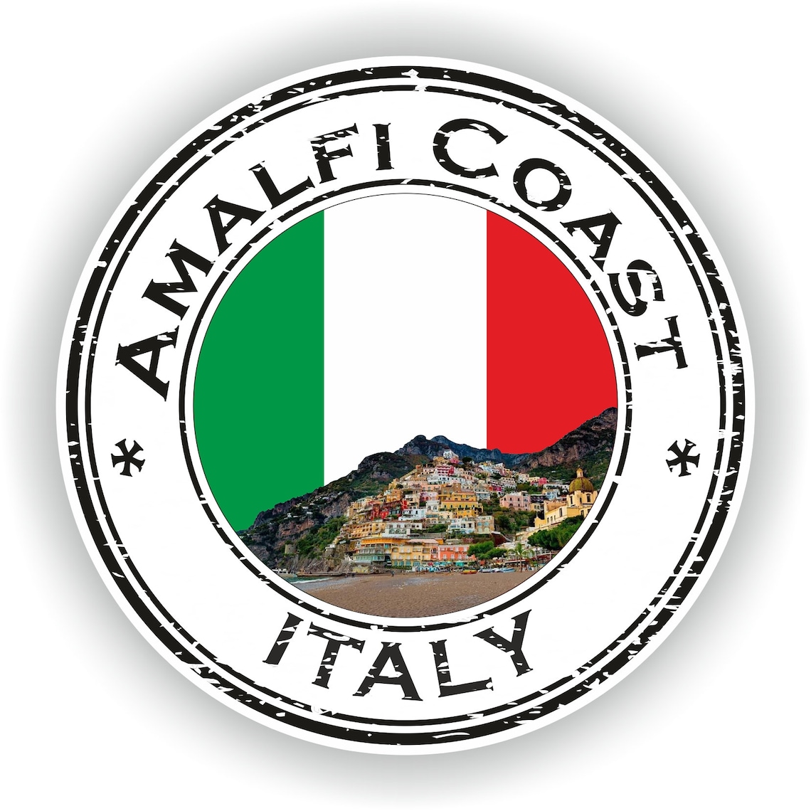 Amalfi Coast Italy Seal Sticker Round Flag for Laptop Book Fridge ...