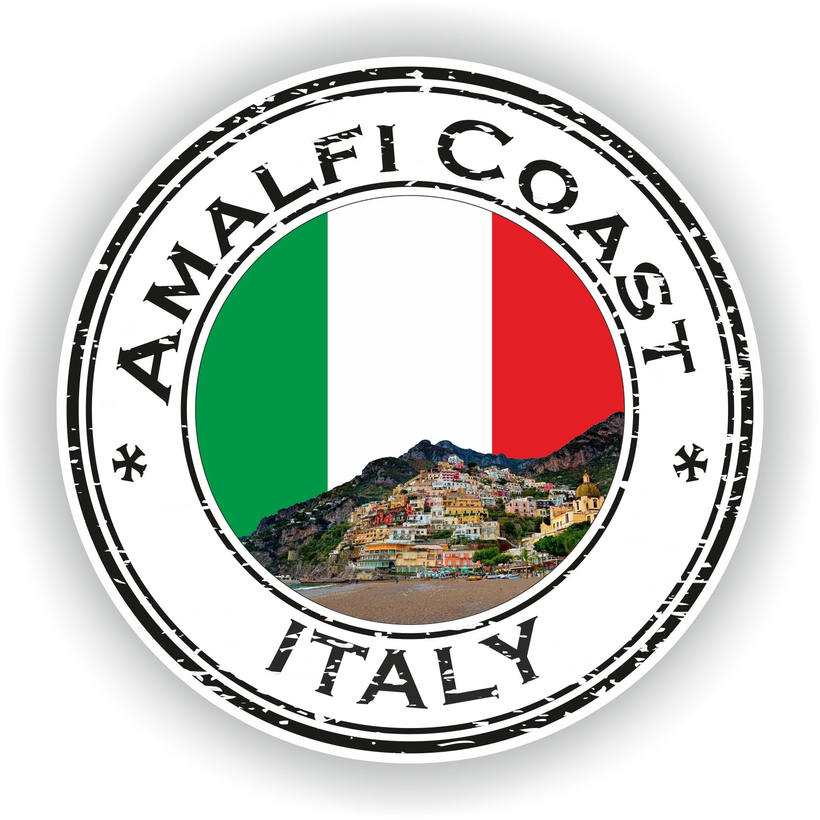 Amalfi Coast Italy Seal Sticker Round Flag for Laptop Book Fridge ...