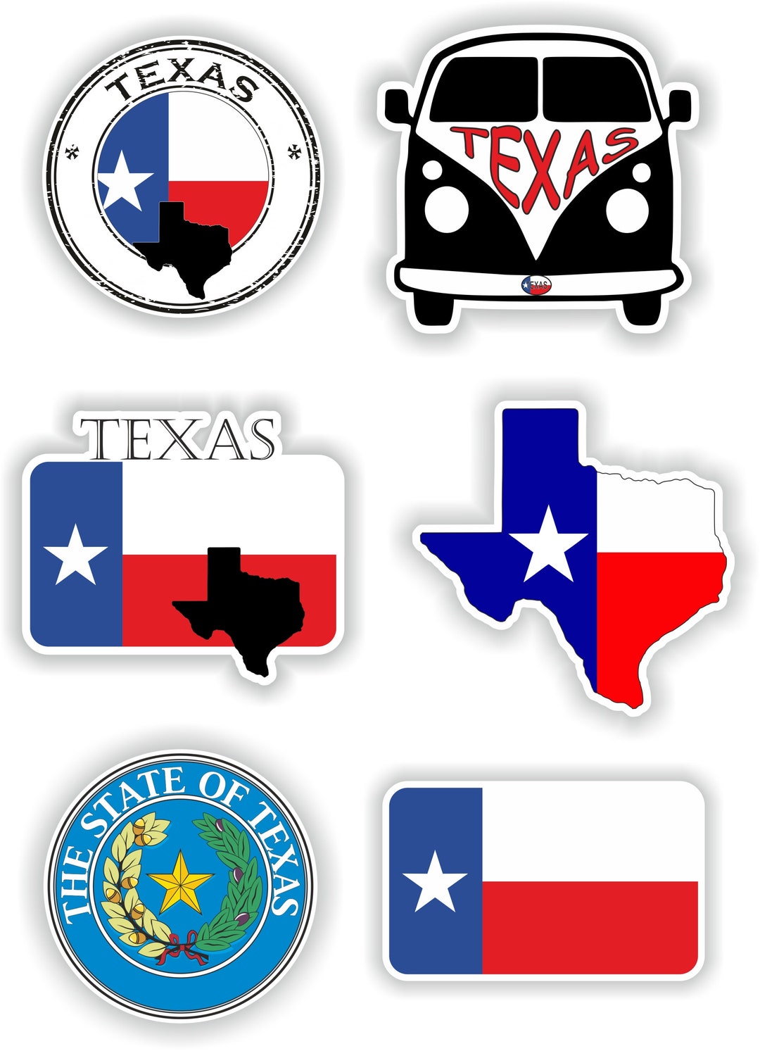 Texas Set of Stickers for Laptop Book Water Bottle Fridge Guitar ...
