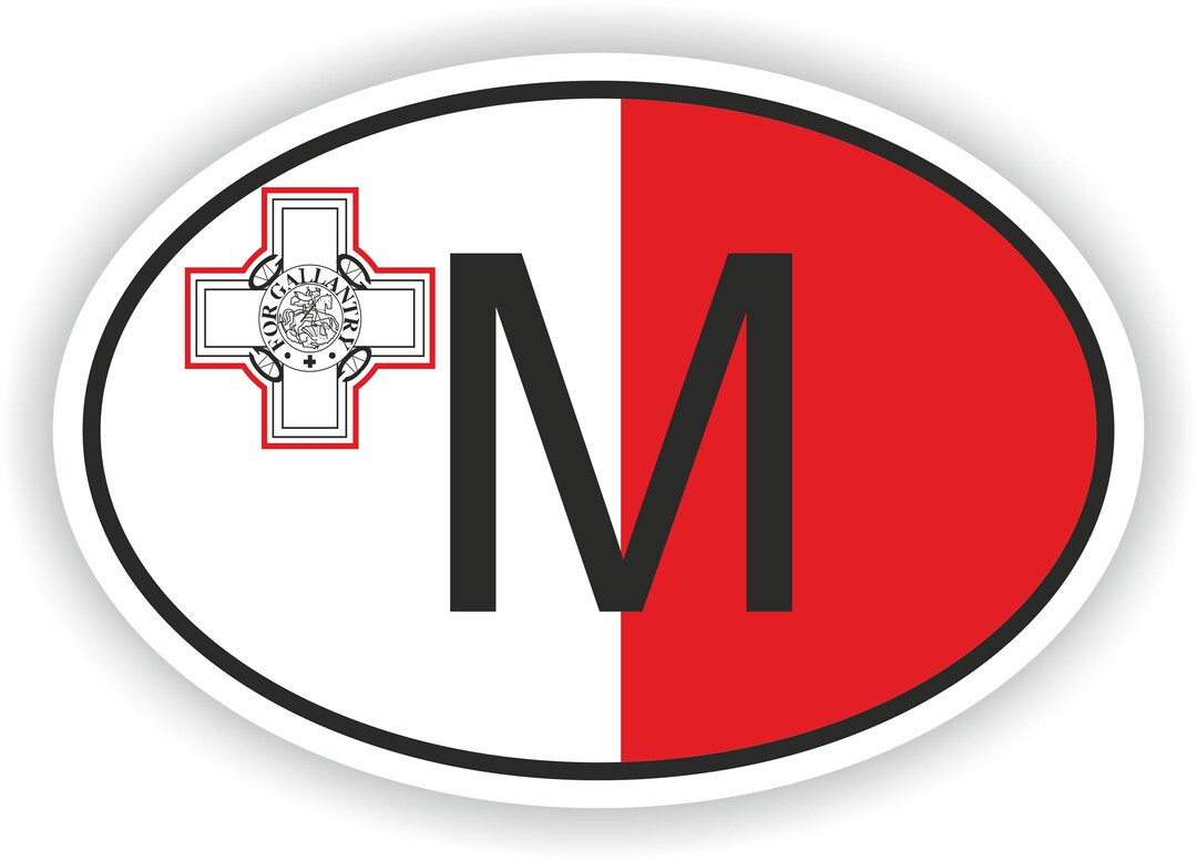 MALTA Country Code Oval Sticker With Flag for Bumper Laptop Book Fridge ...