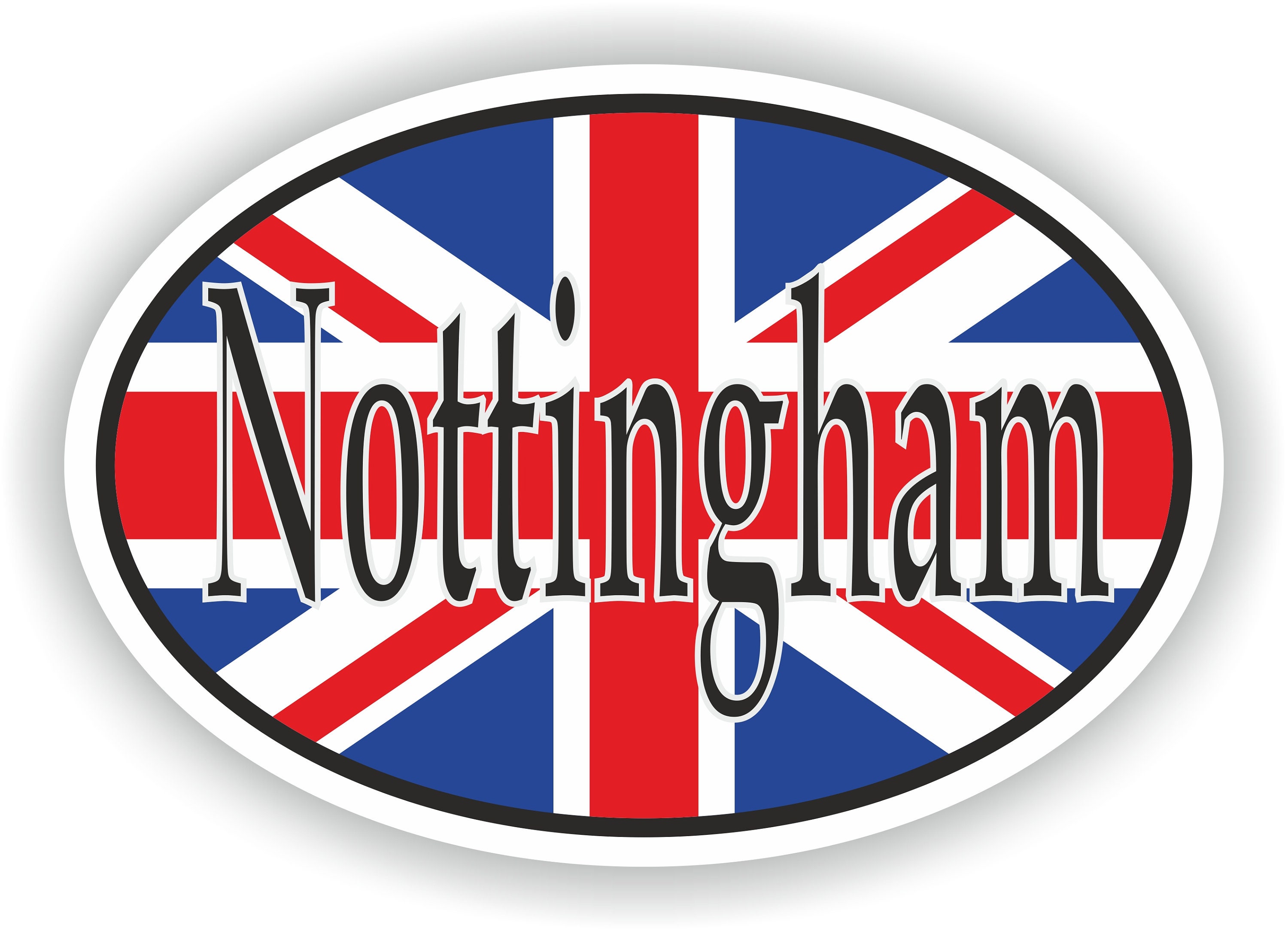 Nottingham United Kingdom UK City Country Code Oval Sticker With Flag ...