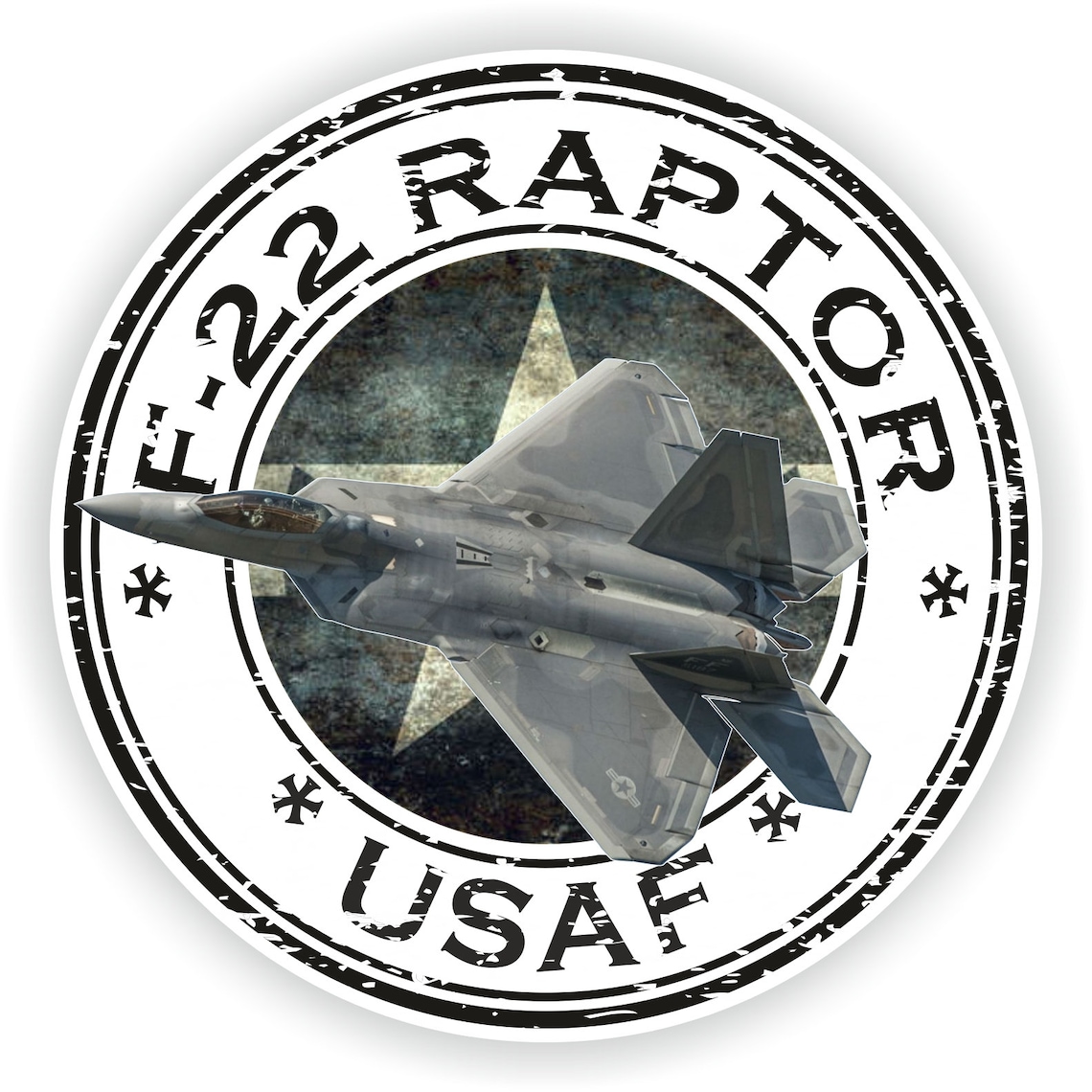 USA F-22 Raptor USAF U.S.A.F. Military Seal Sticker Round Flag | Etsy