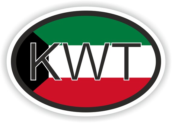 Kuwait Country Code Oval Sticker with Flag for Bumper Laptop | Etsy