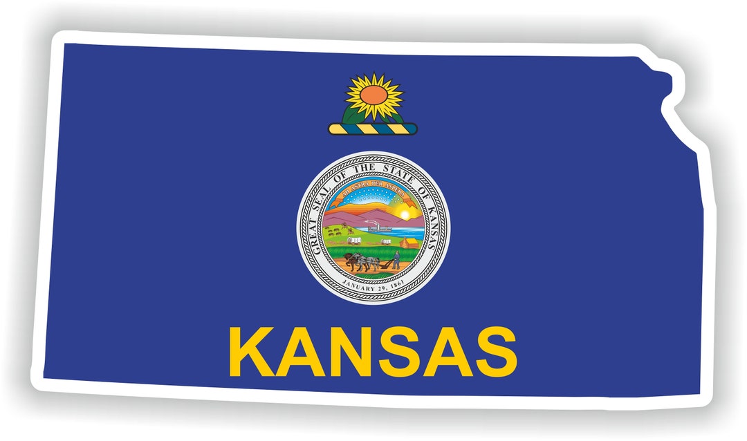 Kansas Map Sticker Flag for Laptop Book Fridge Guitar Motorcycle Helmet ...