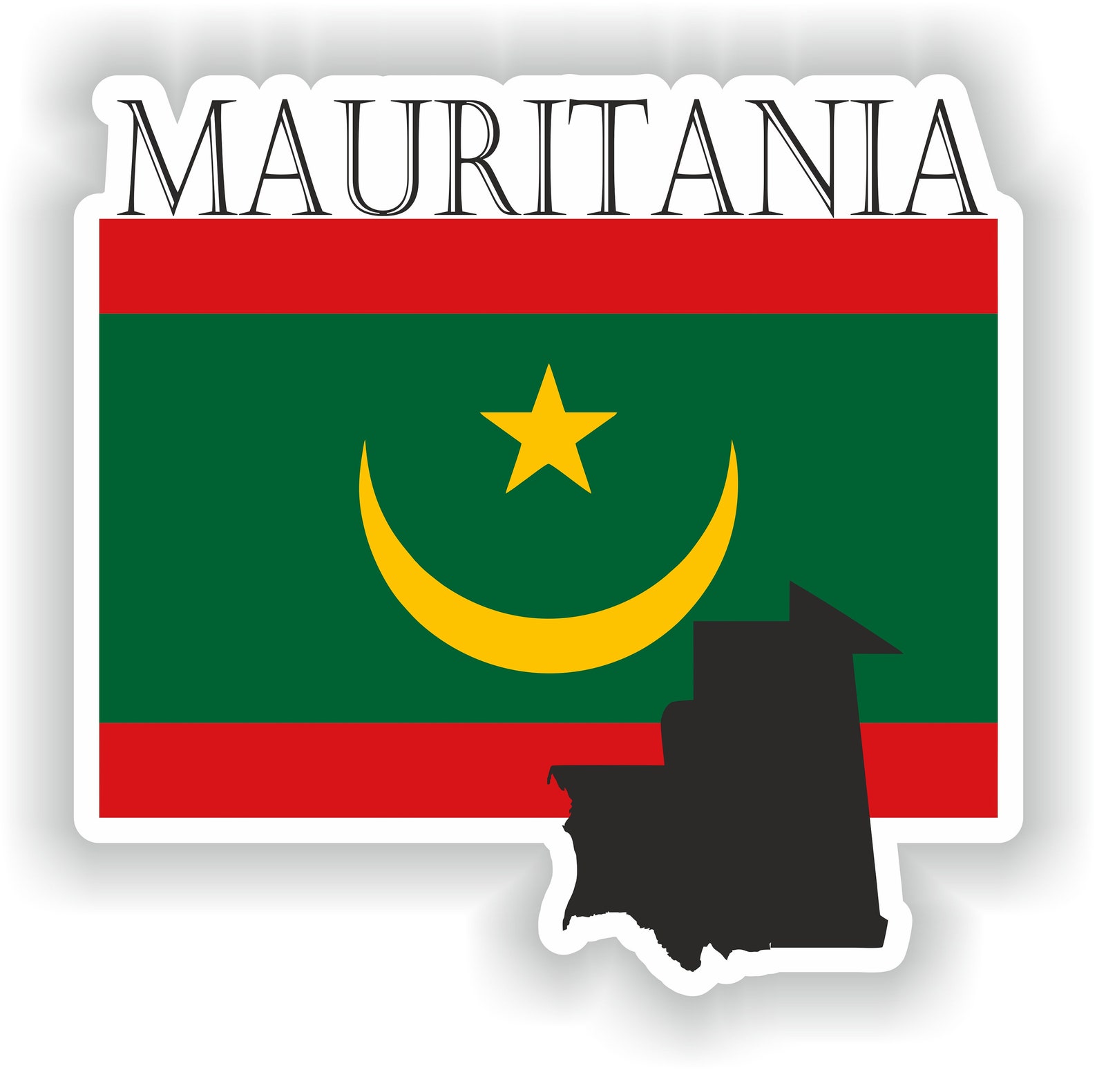 Mauritania Sticker Flag MF for Laptop Book Fridge Guitar Motorcycle ...