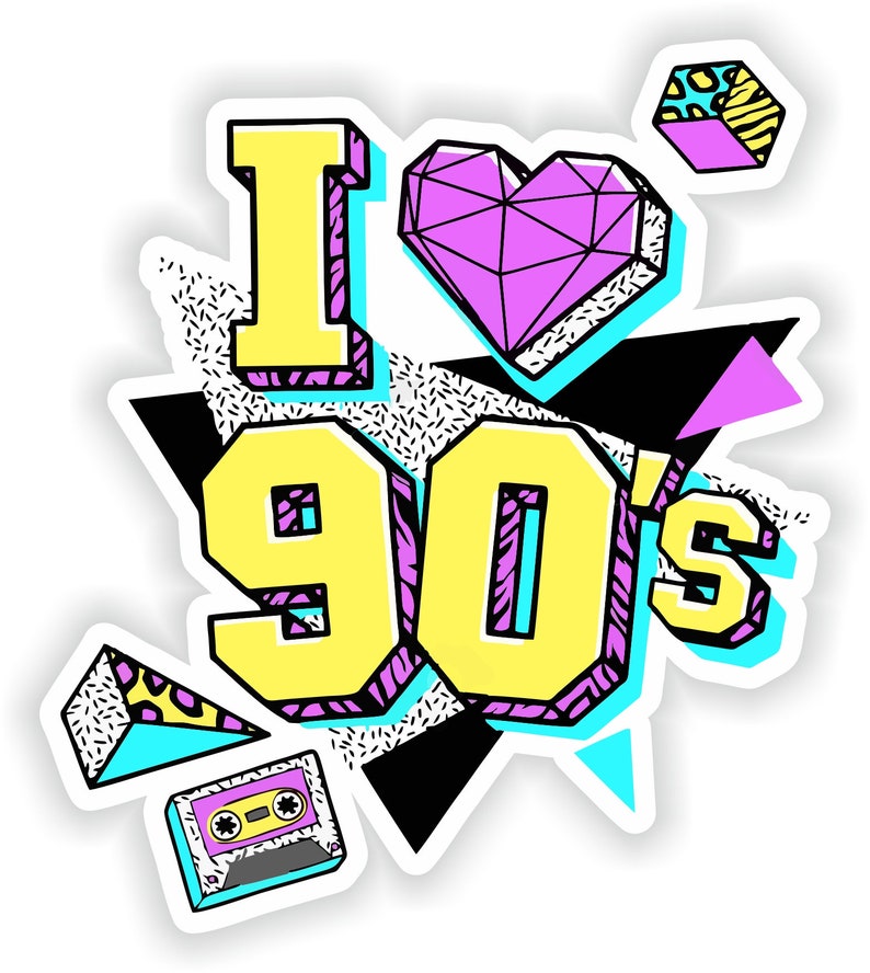 I Love 90's Sticker for Bumper Car Van Truck Motorcycle Helmet Toolbox ...