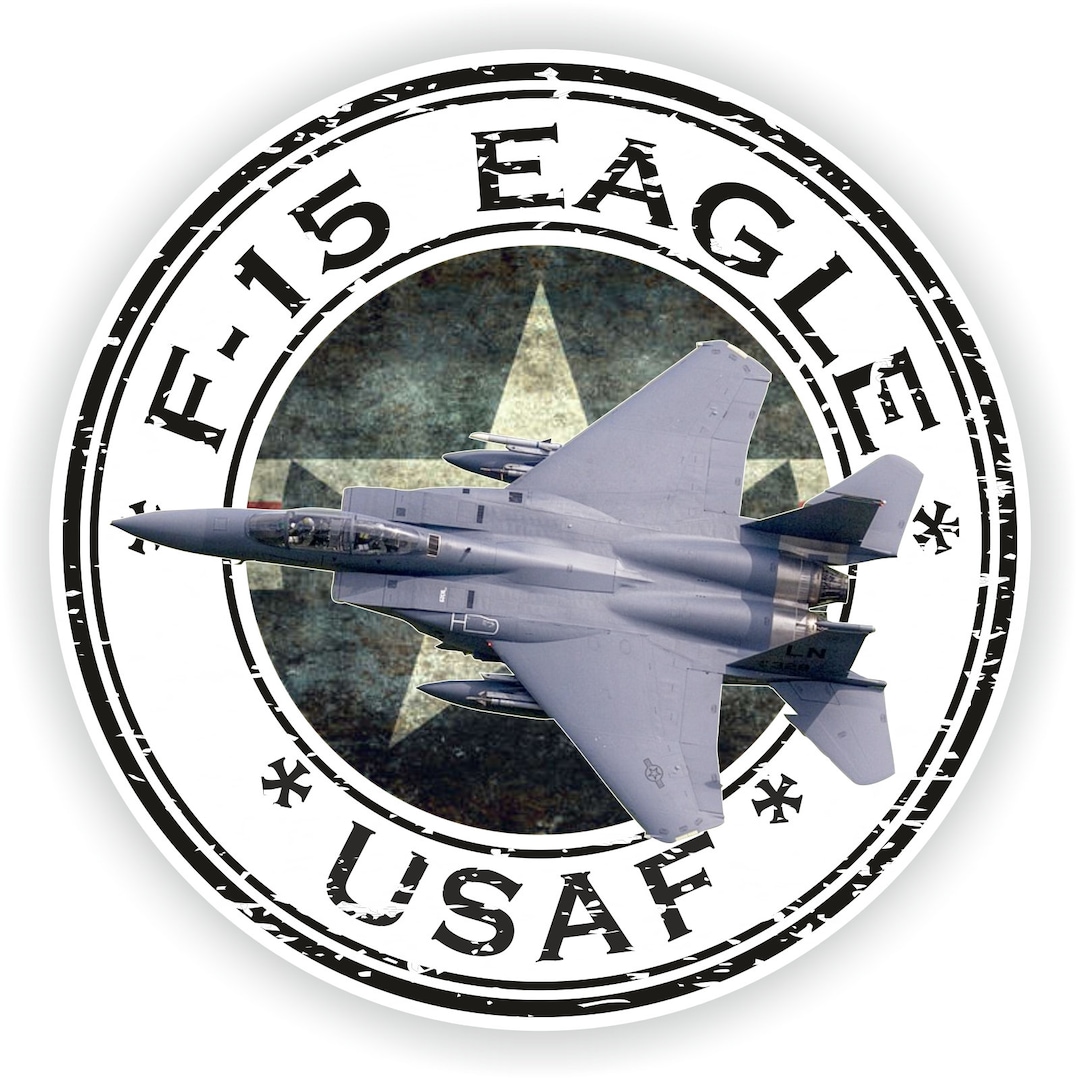 USA F-15 Eagle USAF U.S.A.F. Military Seal Sticker Round Flag for ...