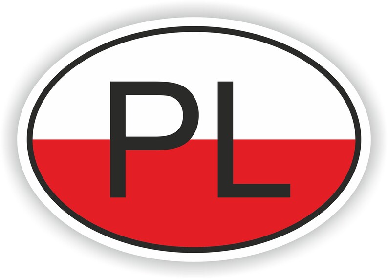 POLAND Country Code Oval Sticker With Flag for Bumper Laptop Book ...