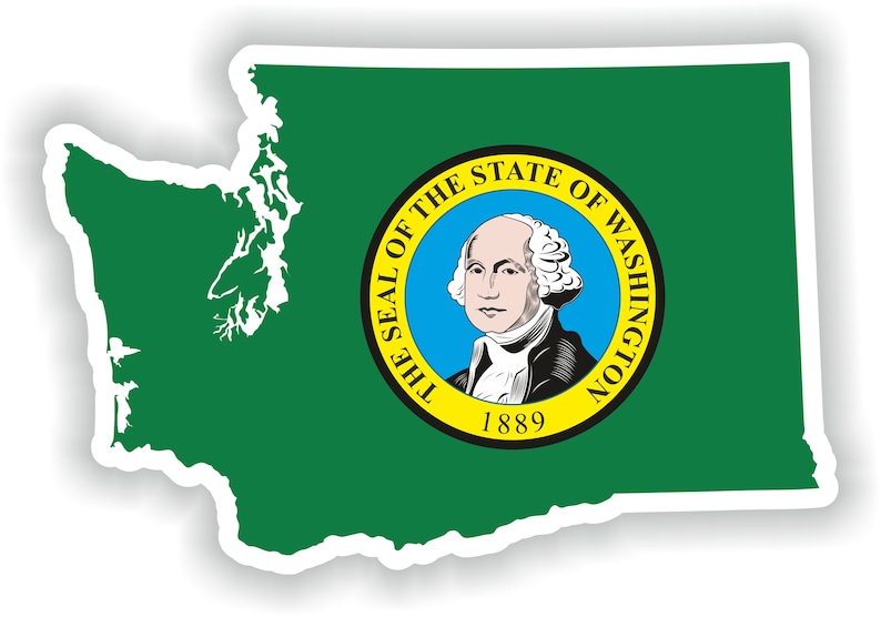 Washington Map Sticker Flag For Laptop Book Fridge Guitar Motorcycle