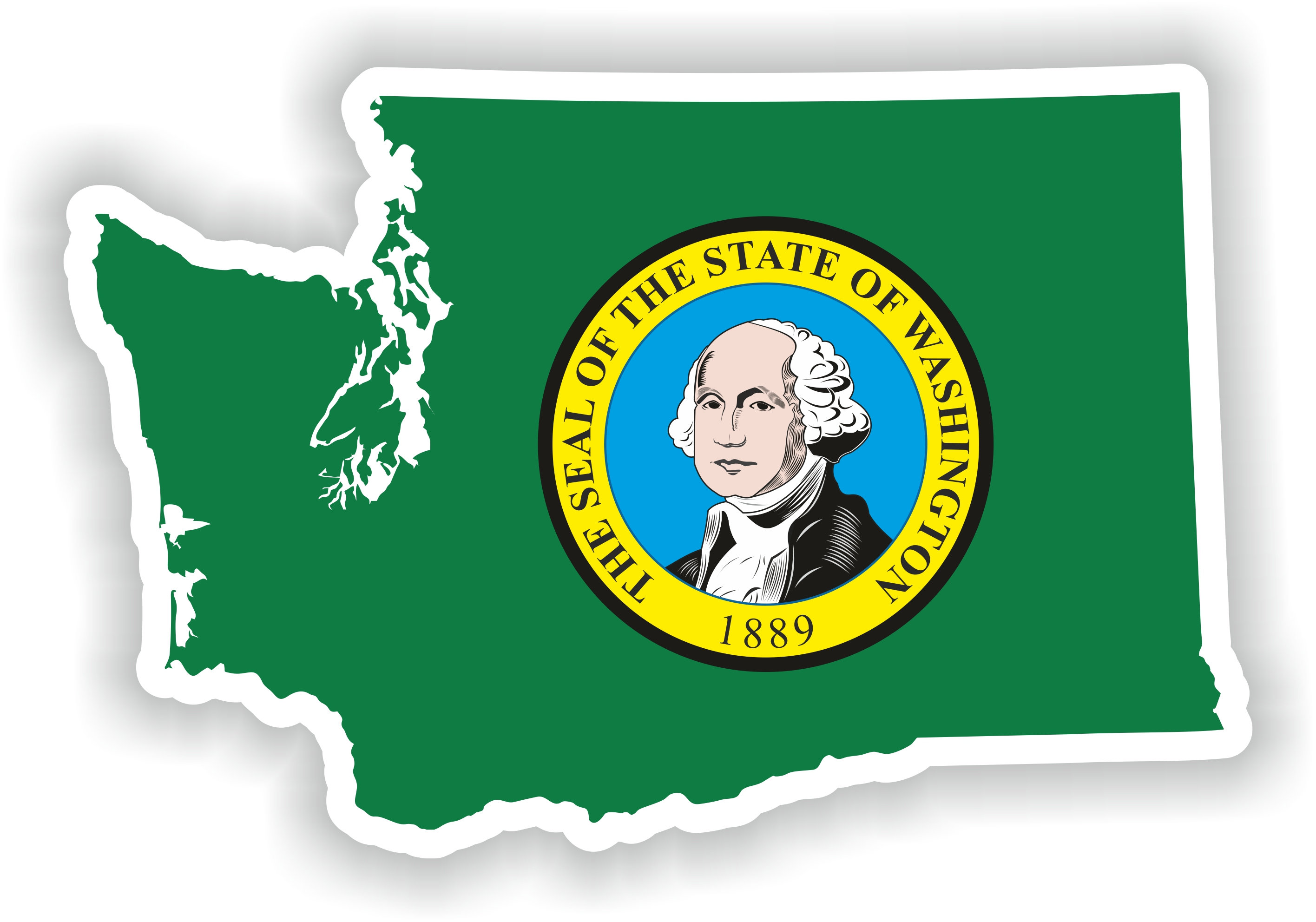 Washington Map Sticker Flag for Laptop Book Fridge Guitar Motorcycle ...