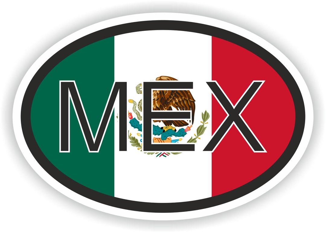 Mexico Country Code Oval Sticker With Flag for Bumper Laptop Book ...