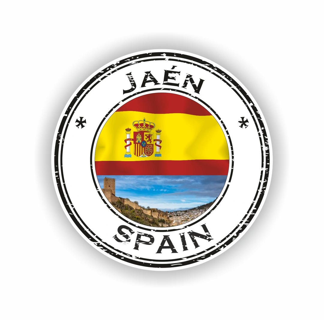 Jaén Spain Seal Sticker Round Flag for Laptop Book Fridge Guitar ...