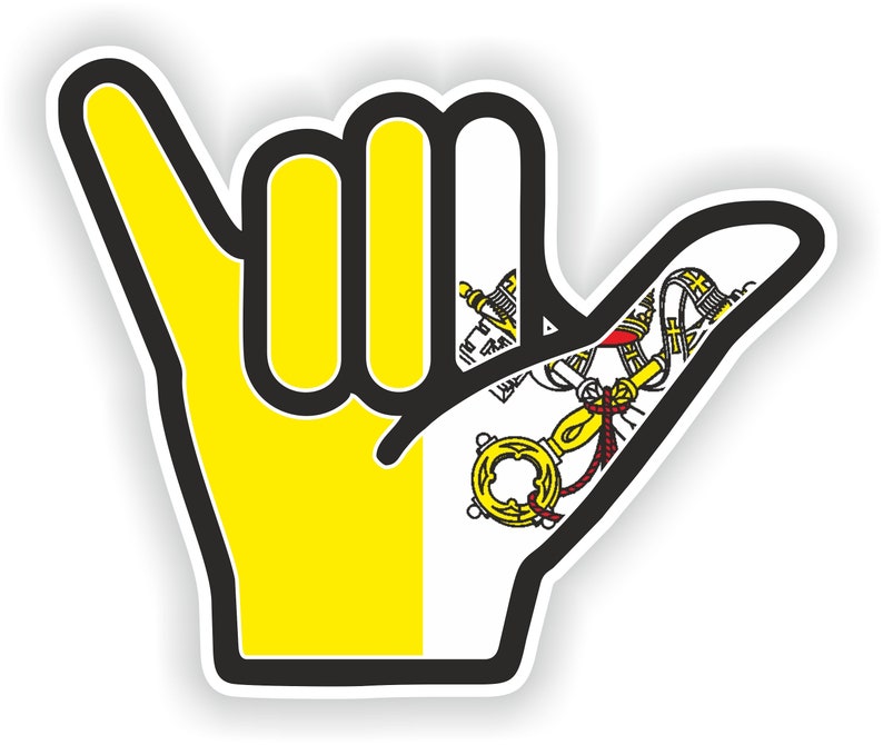 Vatican Shaka Hand Sticker Hang Loose for Laptop Book Fridge Guitar ...