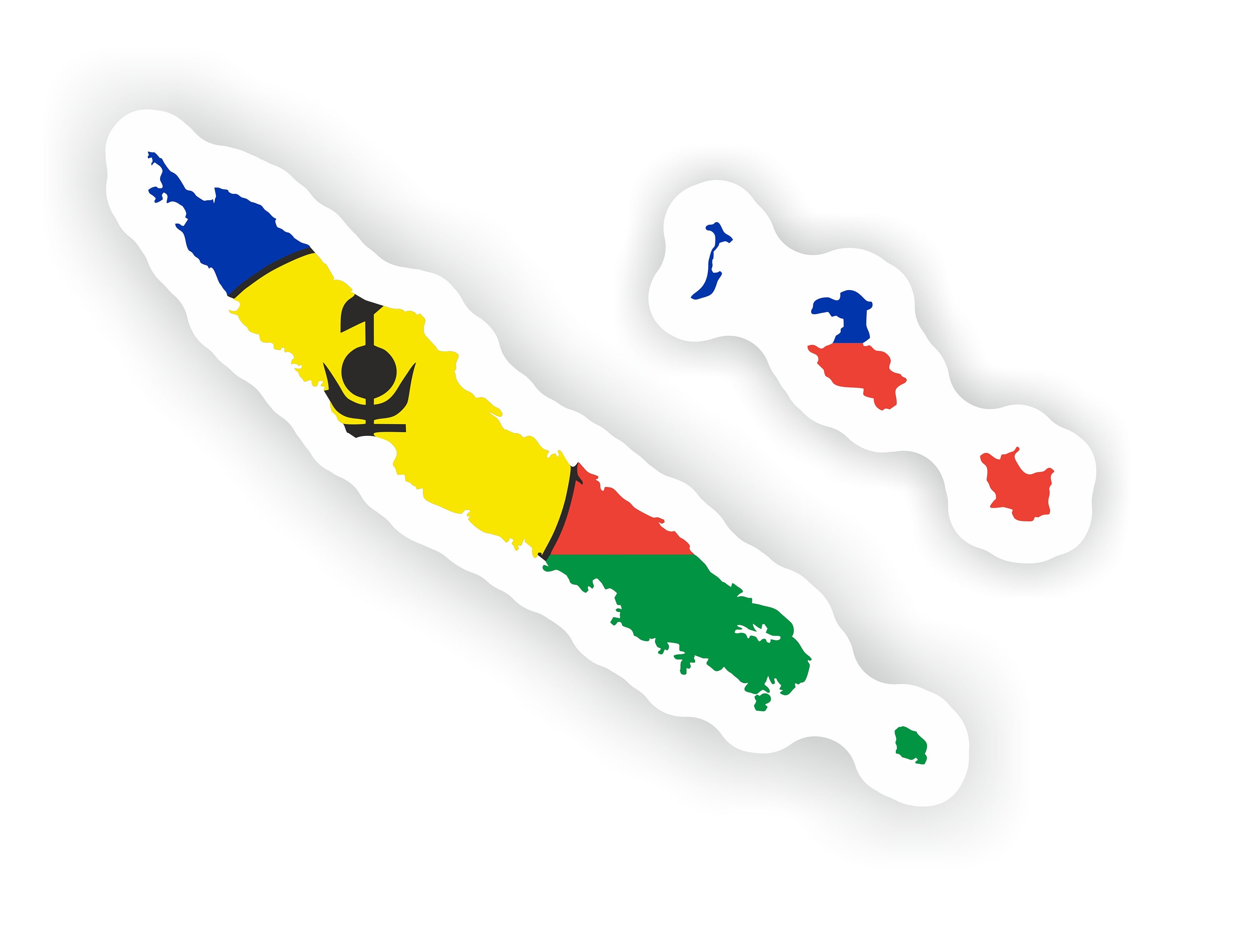 New Caledonia Map Flag Silhouette Sticker For Laptop Book Fridge Guitar