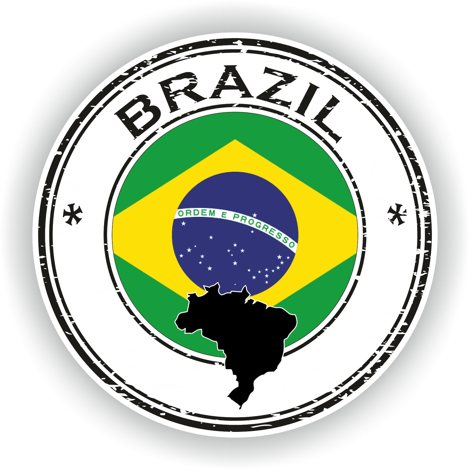 Brazil Seal Sticker Round Flag for Laptop Book Fridge Guitar | Etsy