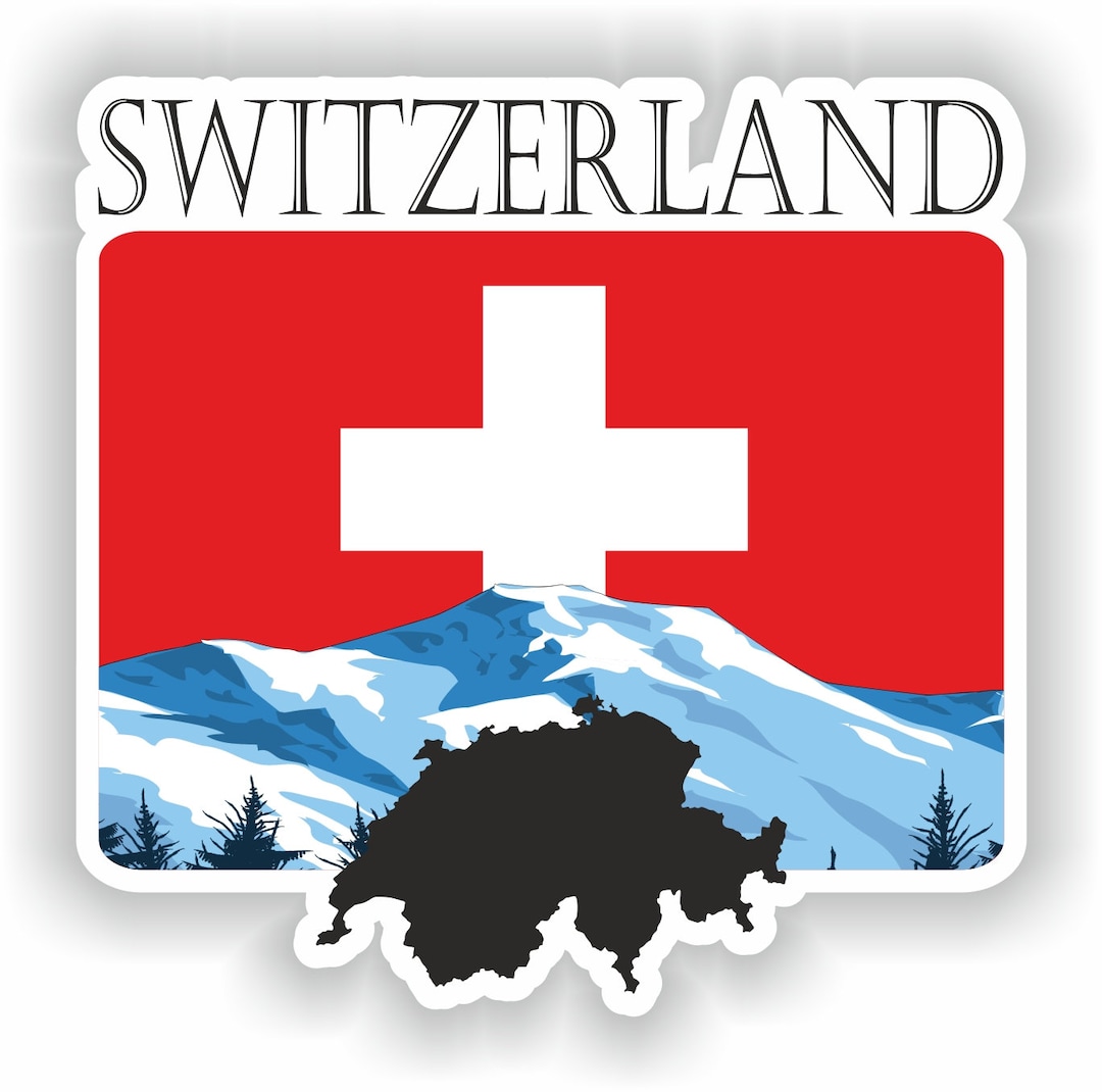 Switzerland Sticker Flag MF for Laptop Book Fridge Guitar Motorcycle ...