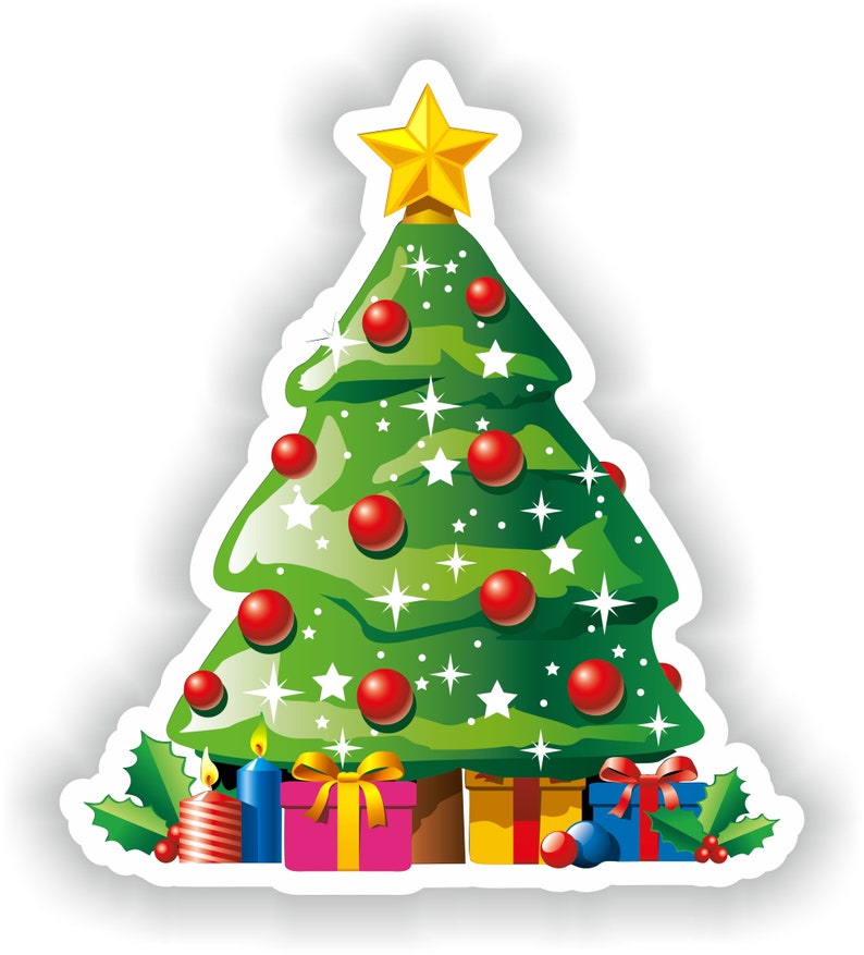 Christmas Tree Sticker for Bumper Car Laptop Book Fridge Guitar ...