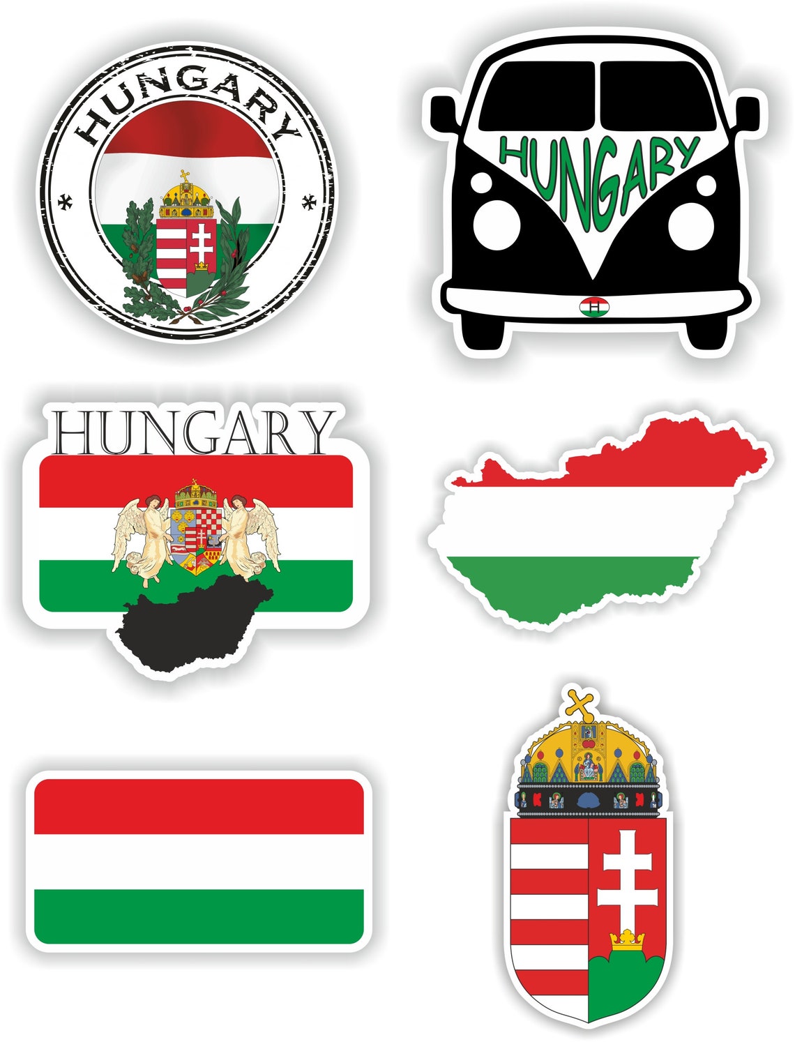 Hungary Set of Stickers for Laptop Book Water Bottle Fridge | Etsy
