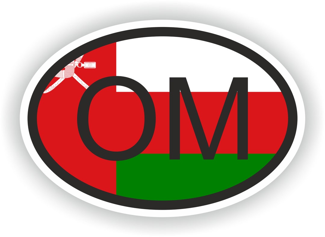 OMAN Country Code Oval Sticker With Flag for Bumper Laptop Book Fridge ...